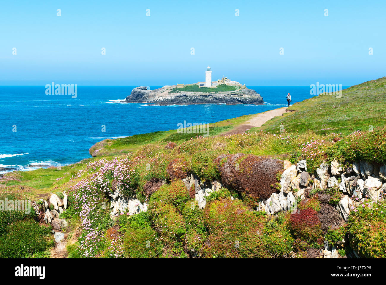 godrevy lighthouse near hayle in cornwall, england, uk Stock Photo - Alamy