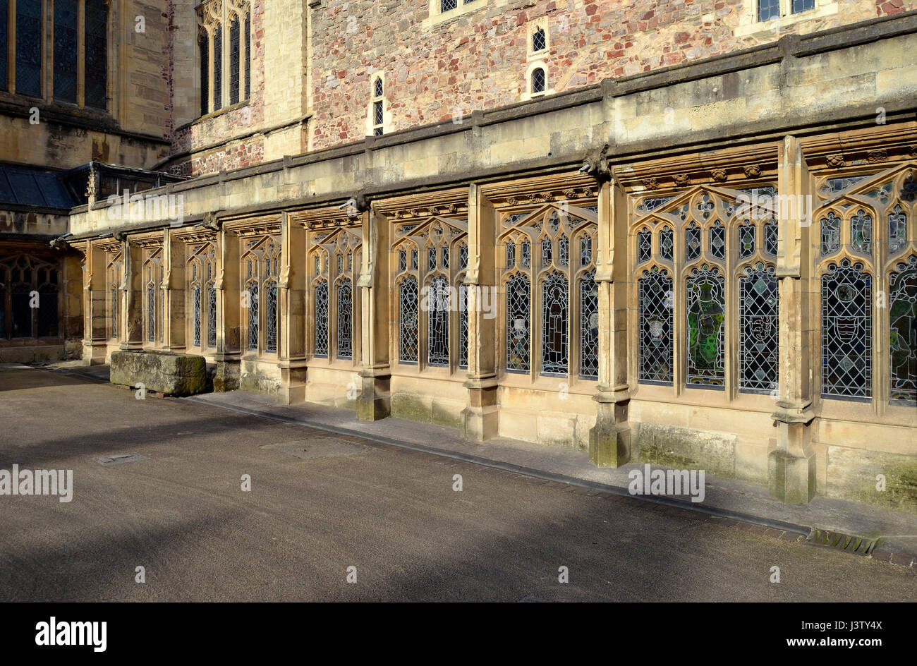 Bristal Cathedral Cloister Walkway Behind Bristol Cathedral Stock Photo ...