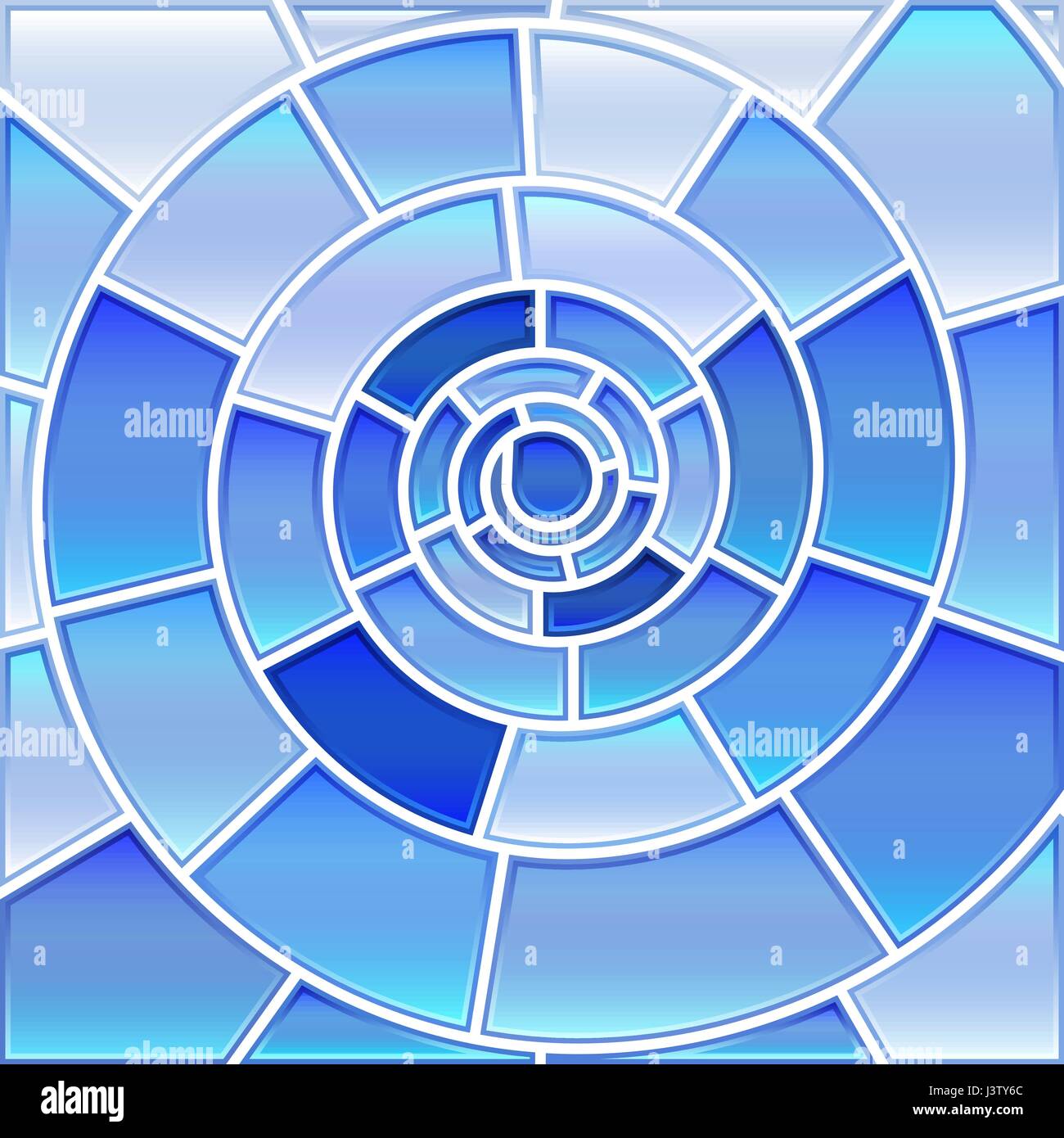 abstract vector stained-glass mosaic background - light blue spiral ...