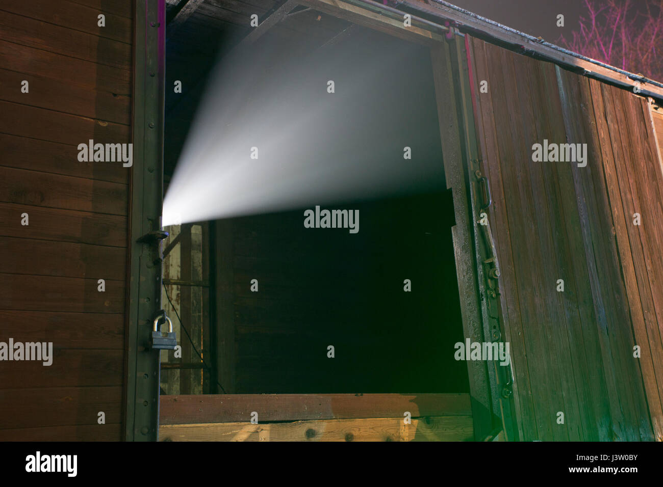 UFO light beam from train vagon Stock Photo - Alamy