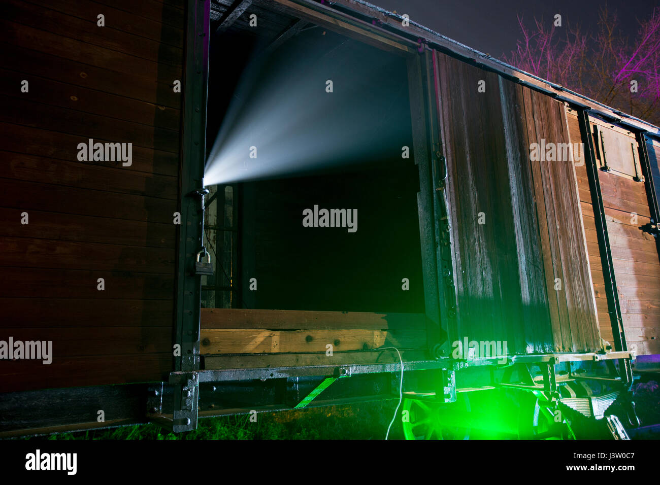 UFO light beam from train vagon Stock Photo - Alamy