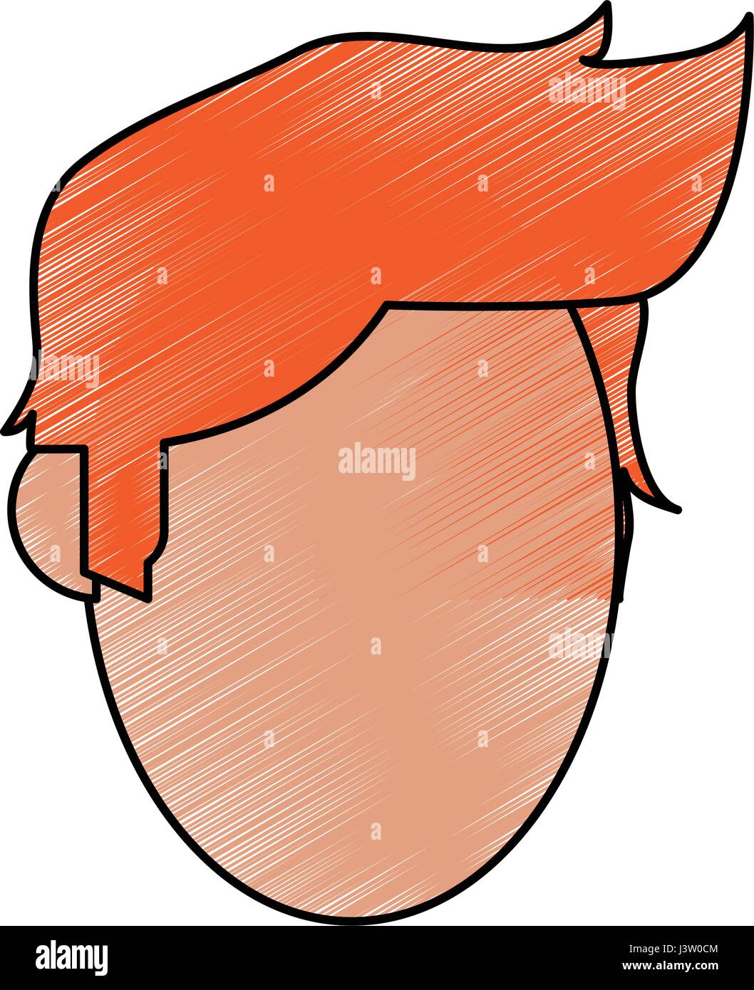 color pencil image cartoon faceless front view man with hairstyle Stock ...