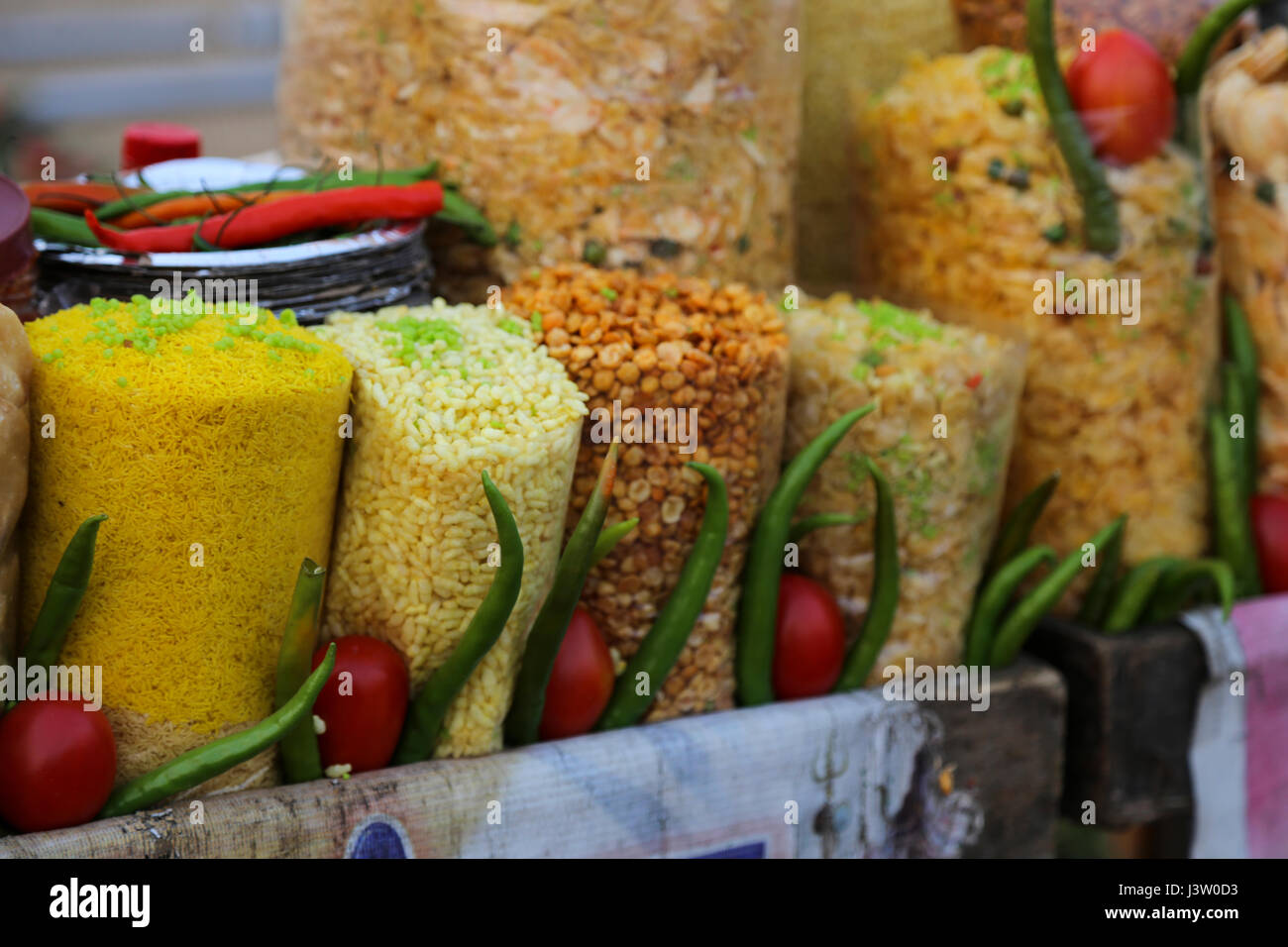 bombay mix street food in New Delhi, india Stock Photo - Alamy