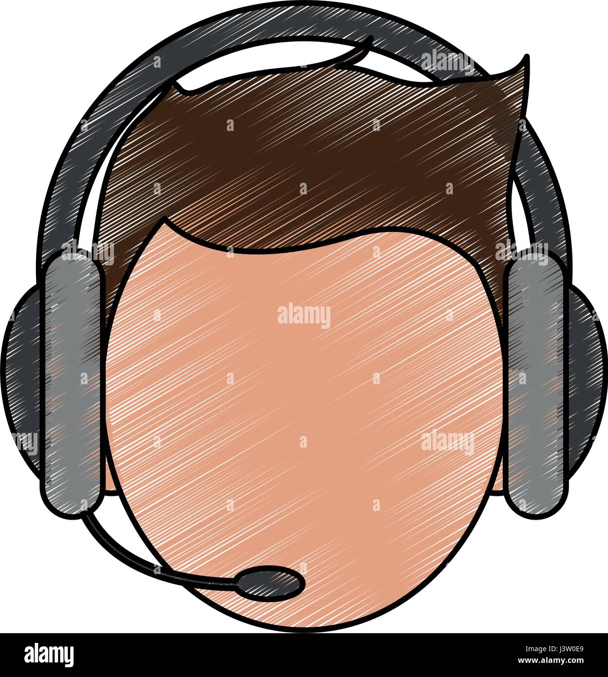 color pencil image cartoon front view faceless male customer service ...