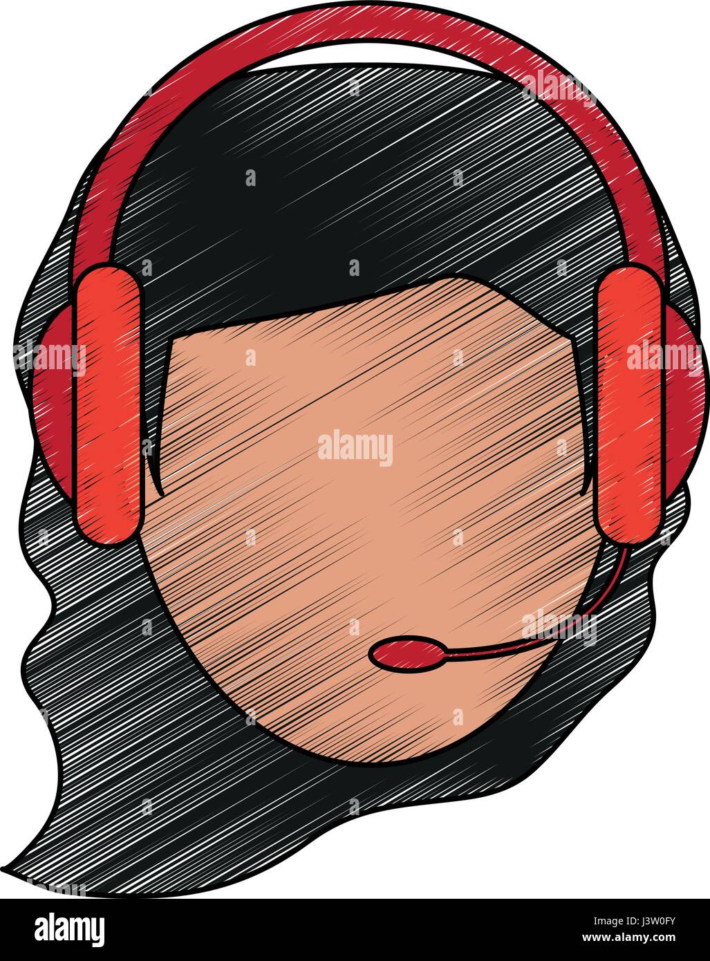 color pencil image cartoon front view faceless female customer service ...