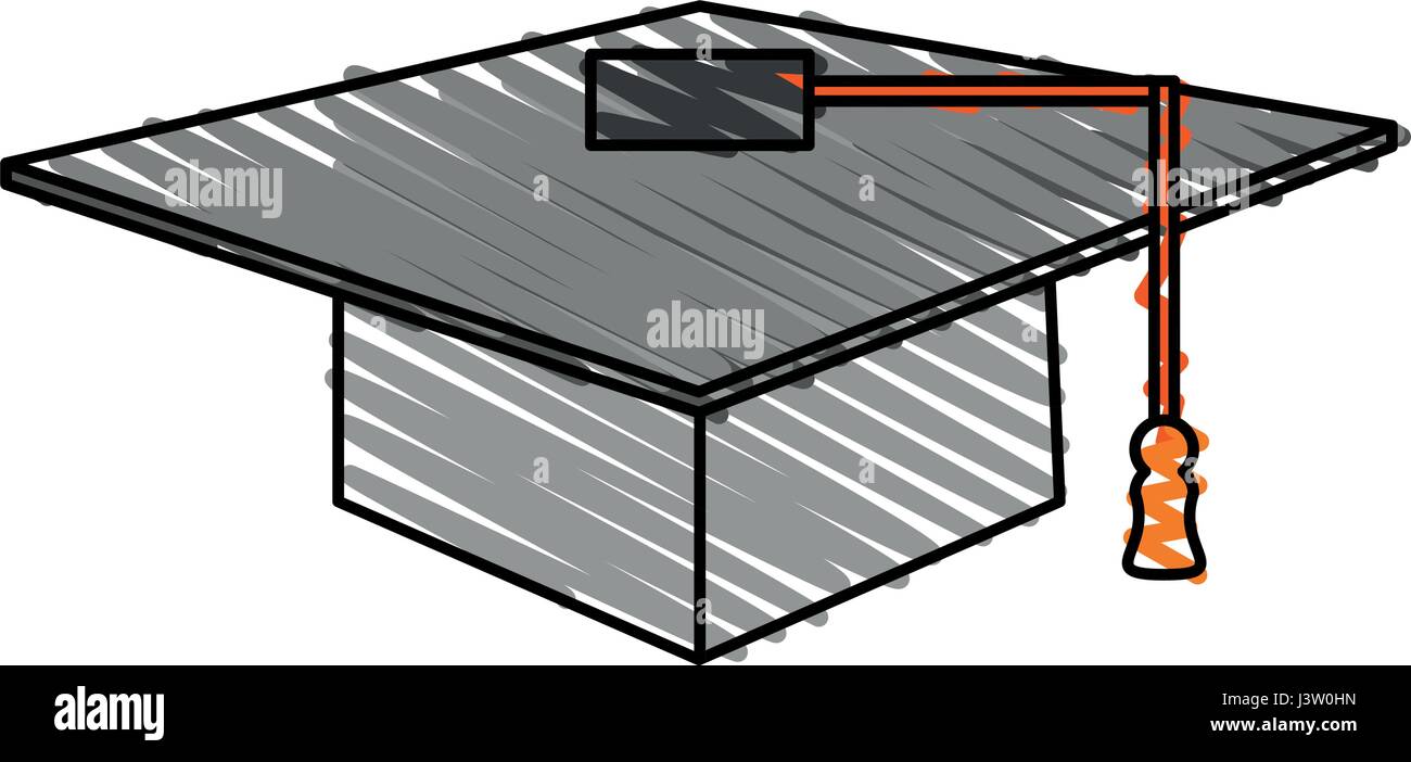 color crayon stripe image cartoon gray graduation cap Stock Vector ...