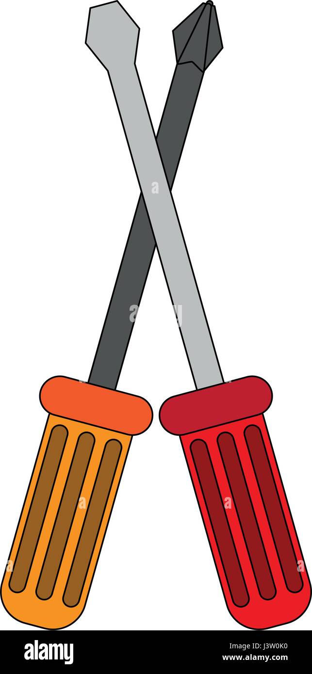 color image cartoon set screwdriver with spade tip Stock Vector Image ...