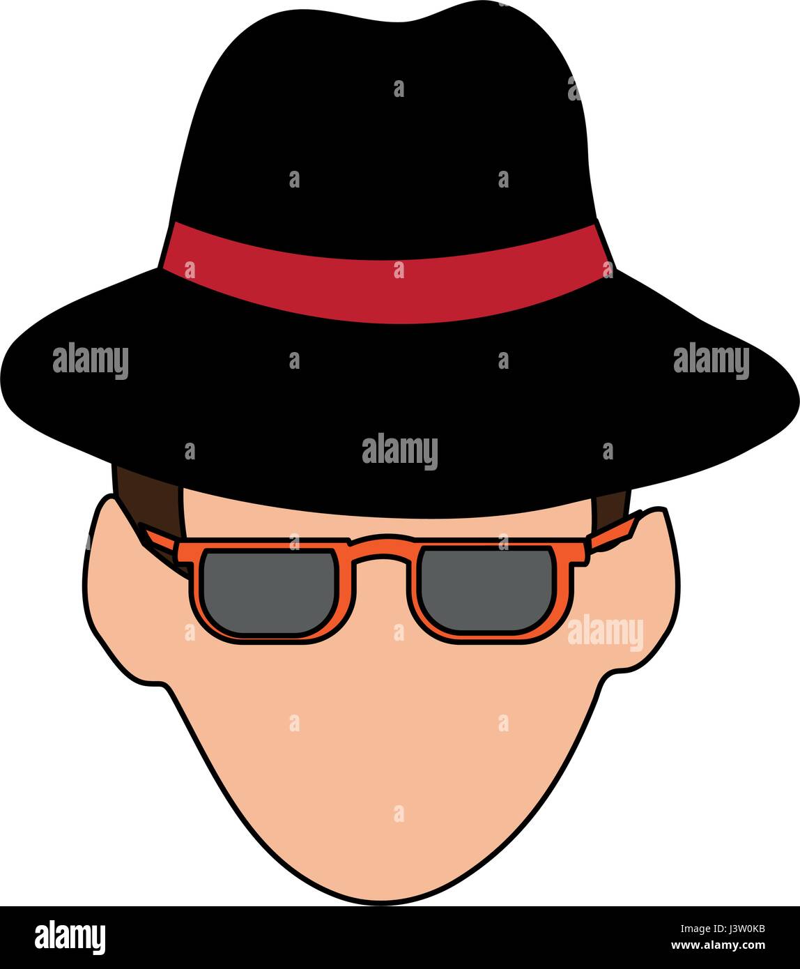 color image cartoon front face hacker with hat and glasses Stock Vector ...