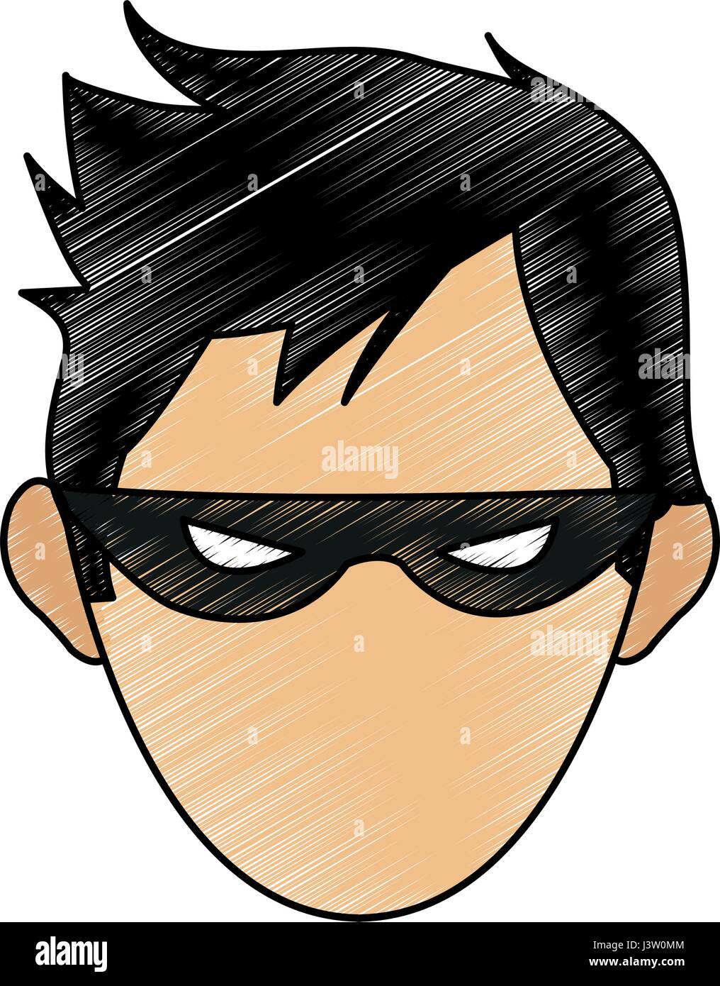 color pencil image cartoon front face hacker Stock Vector Image & Art ...