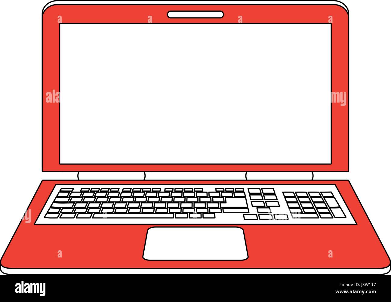 color silhouette image red laptop computer tech device Stock Vector ...