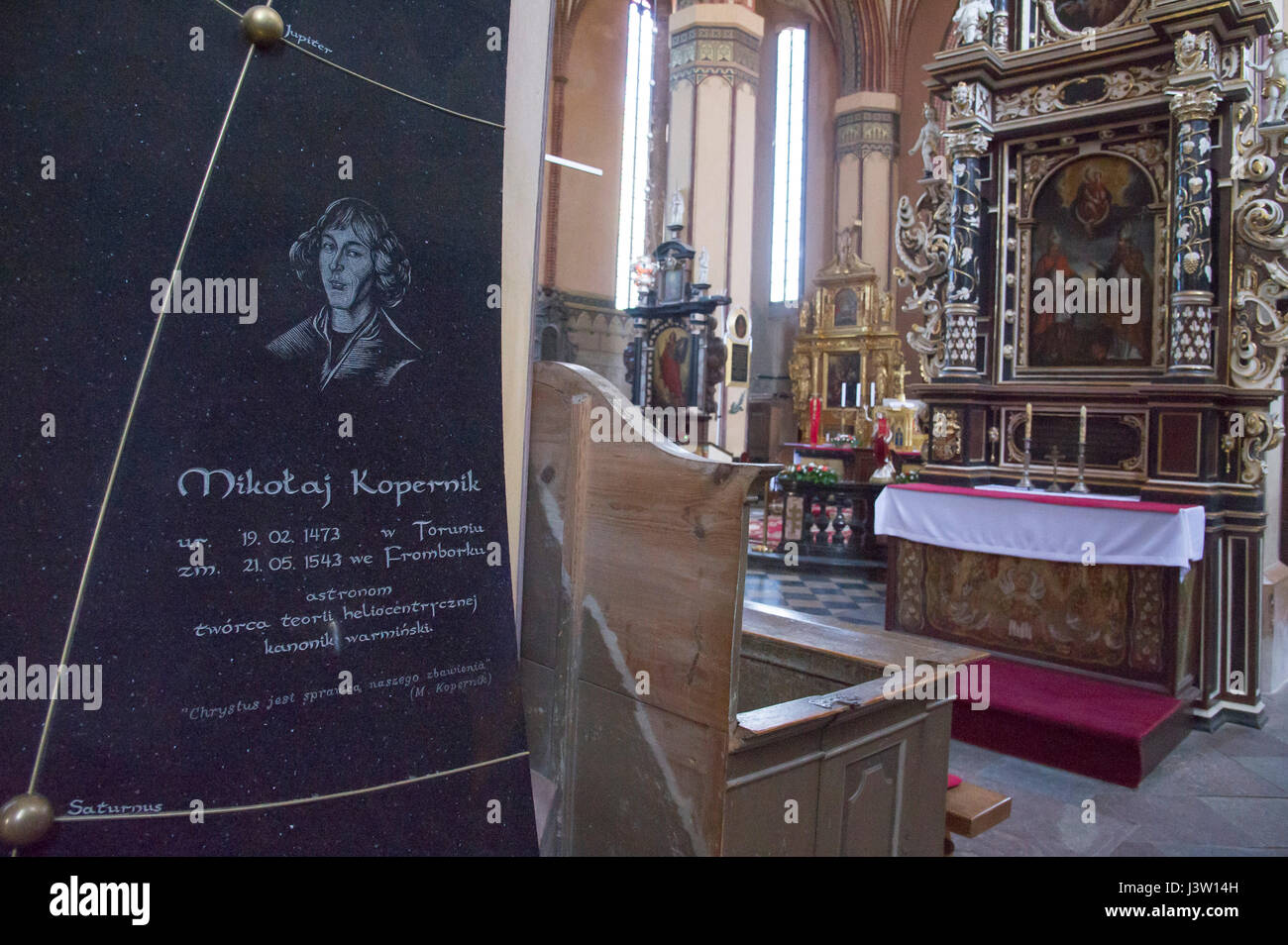 Nicolaus Copernicus' 2010 grave in gothic Archcathedral Basilica of the ...