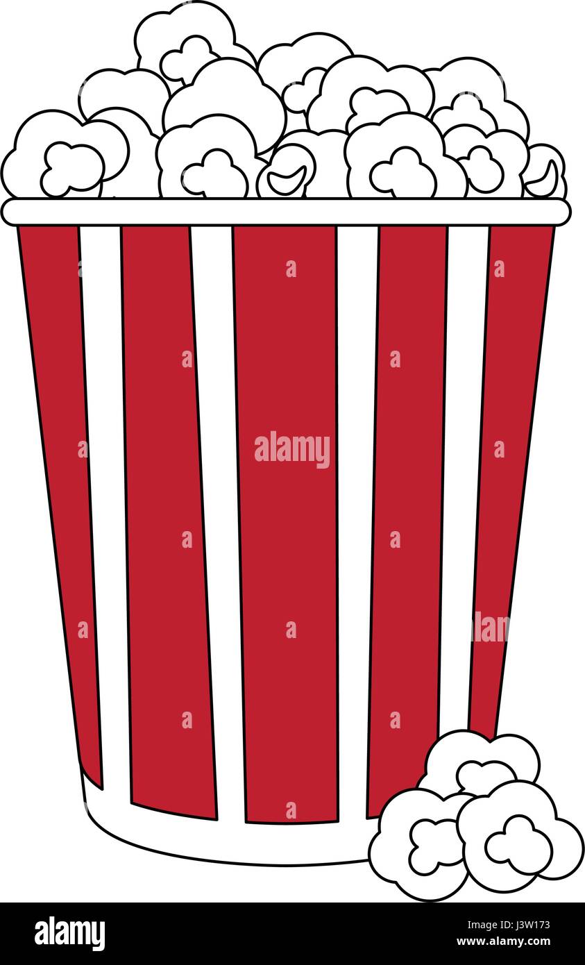 color silhouette image popcorn in cardboard Stock Vector Image & Art ...