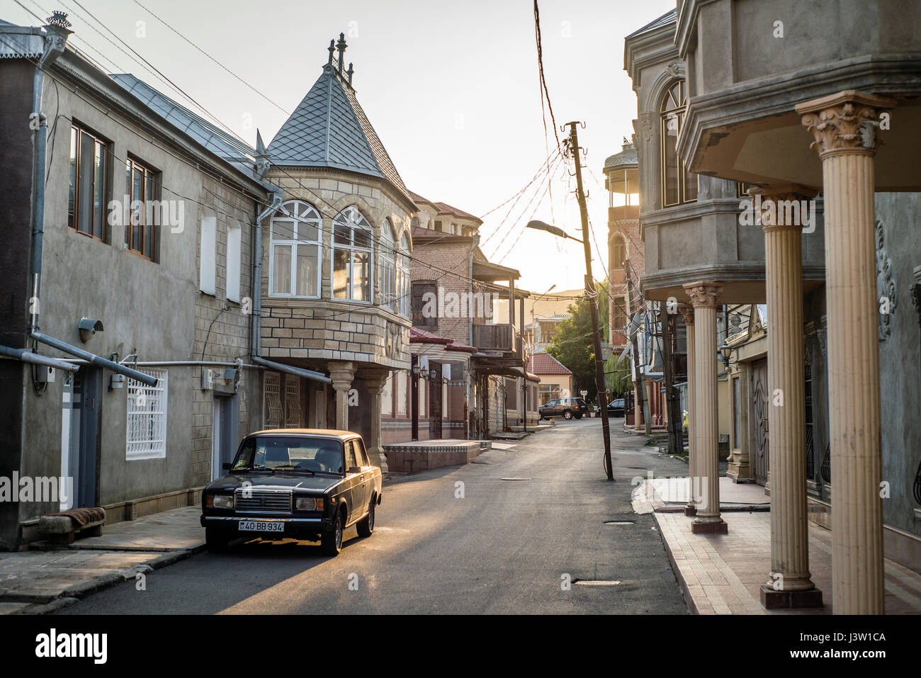 One of the streets in Red Town, Quba district, Azerbaijan. The town is ...