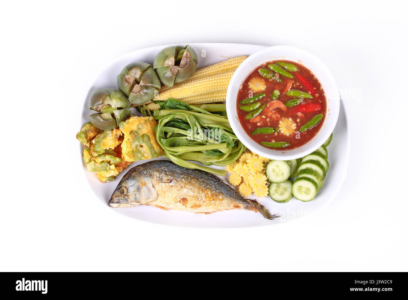 Thai cuisine,Spicy shrimp paste dip as Nam Prik Kapi in Thai served ...