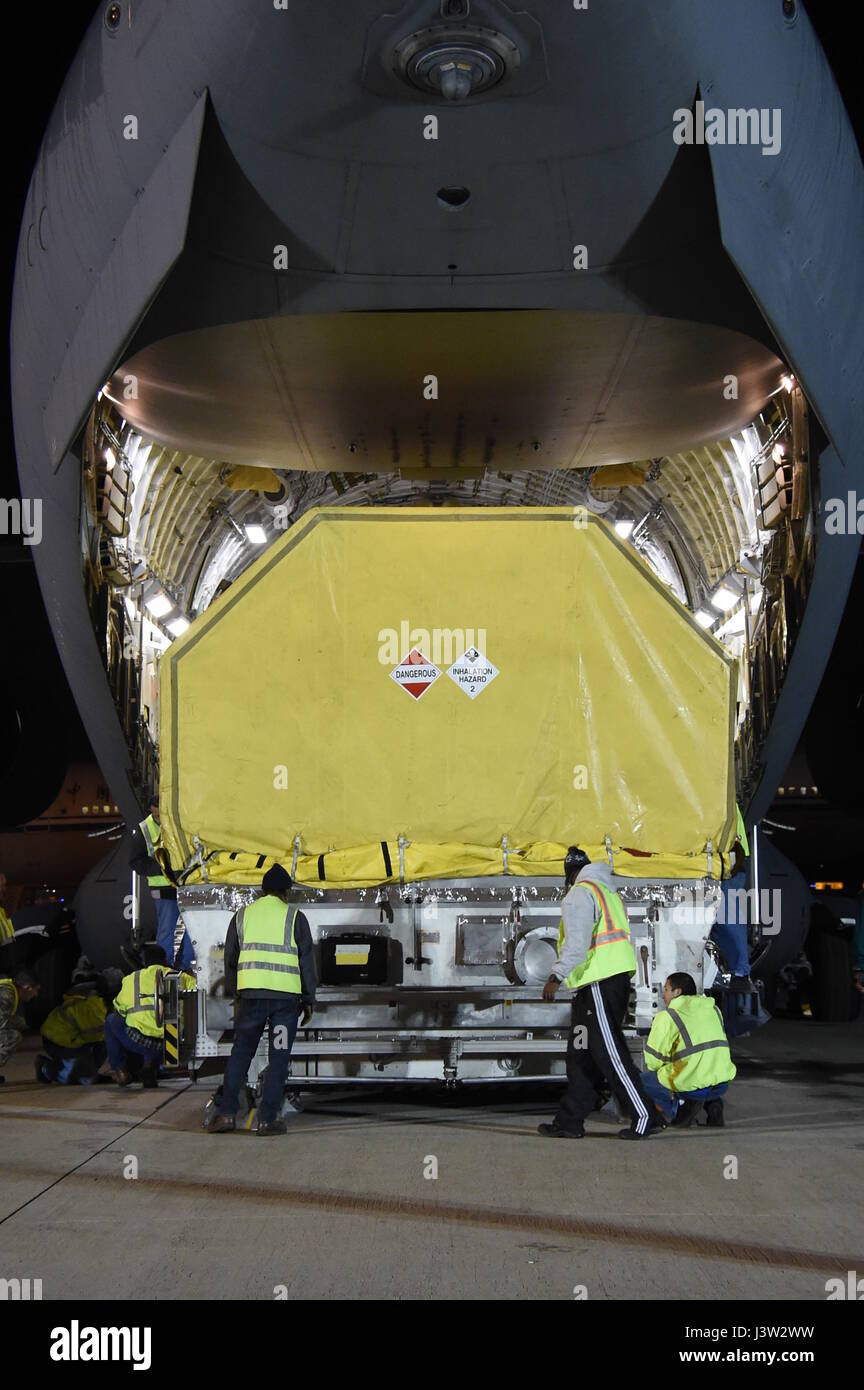 A Wideband Global SATCOM (WGS-9), satellite was transported from the ...