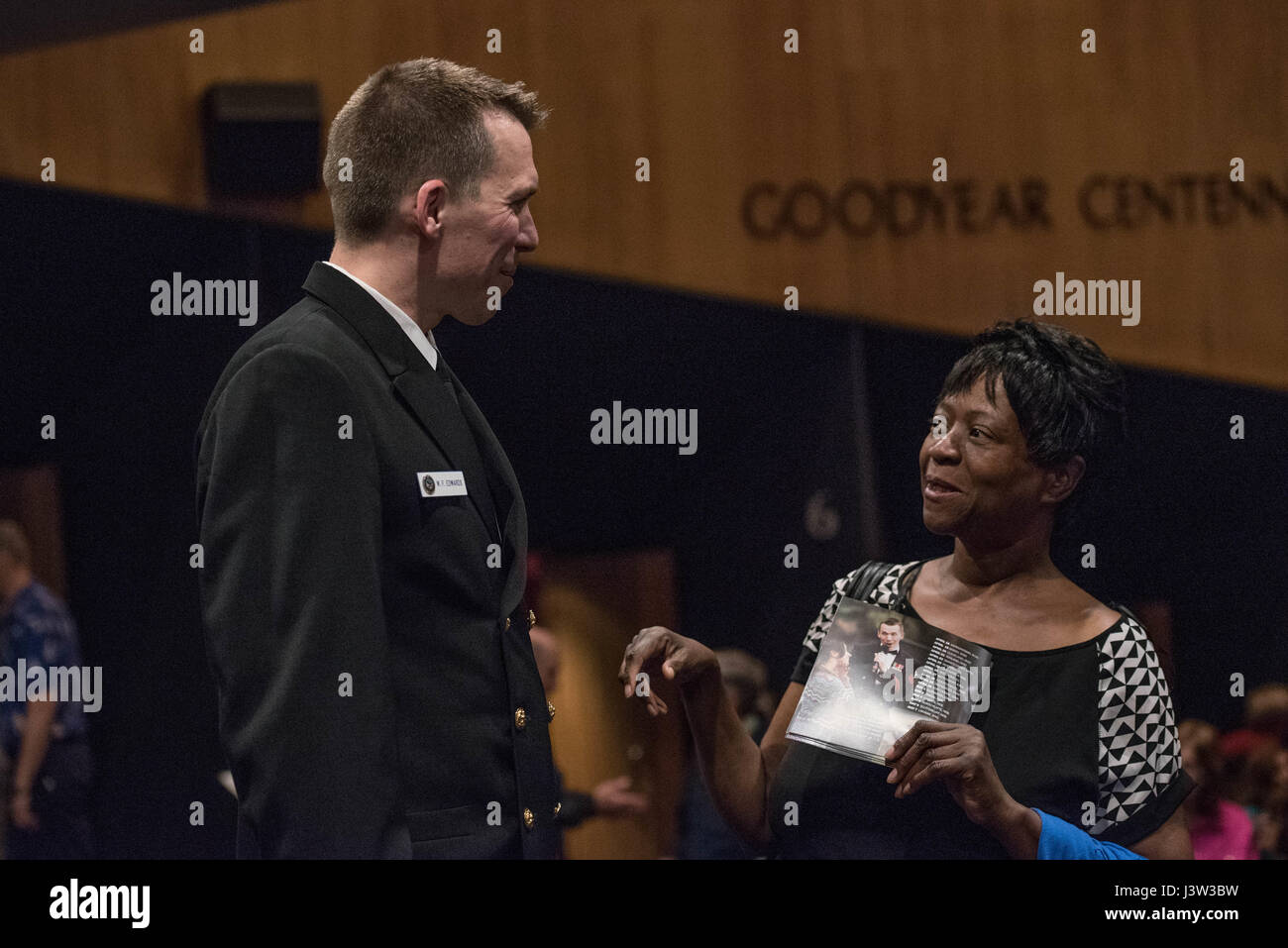 AKRON, Ohio (April 19 2017) Musician 1st Class Bill Edwards speaks with ...