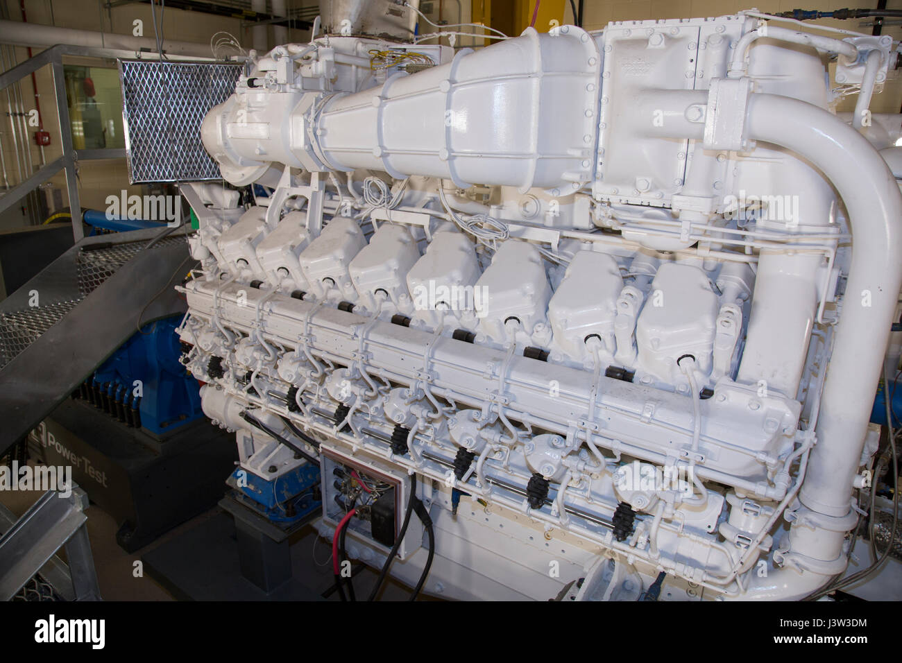 A massive Paxman engine sits in the purpose-built Dynamometer testing ...