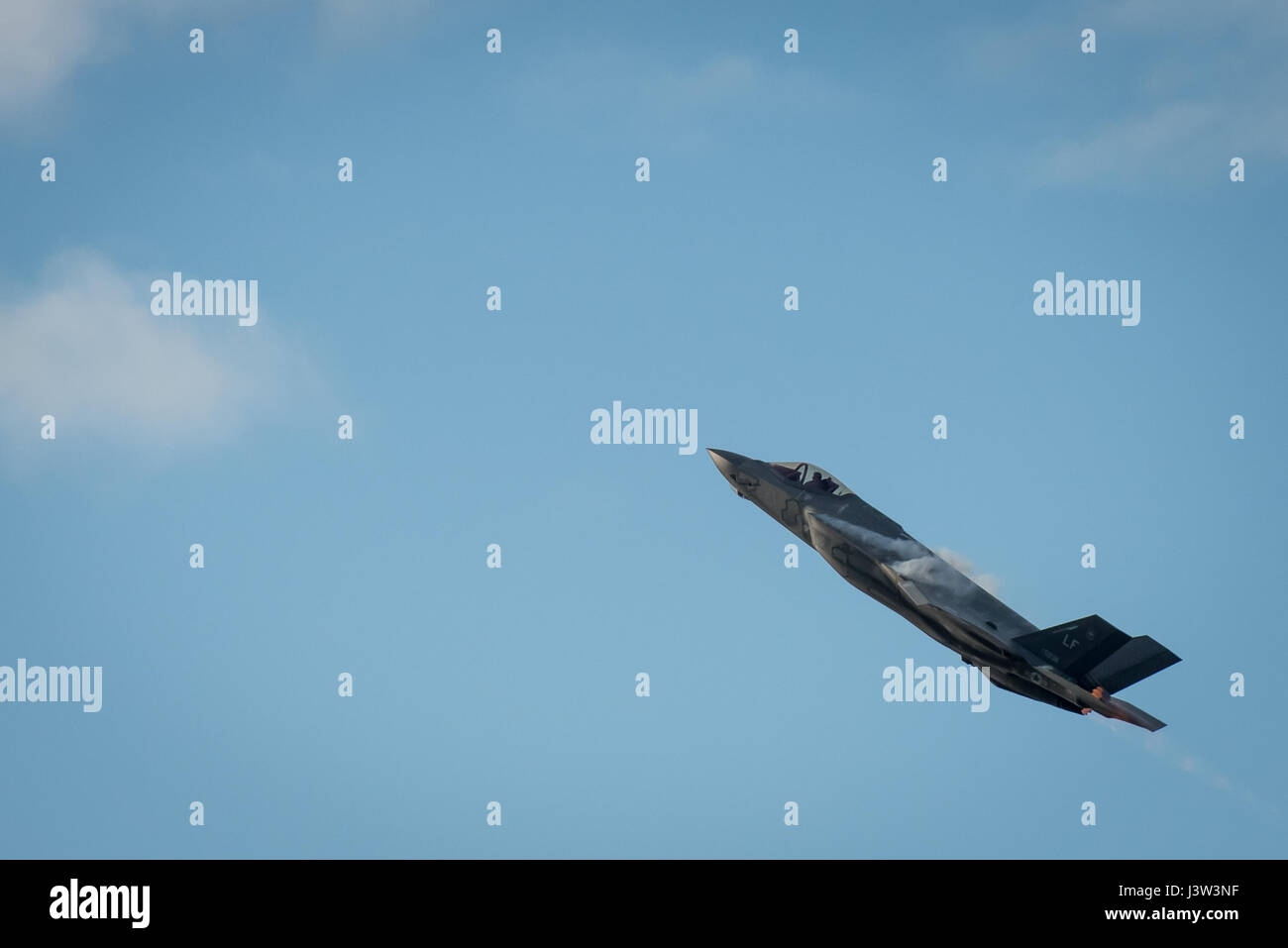 A U.S. Air Force F-35 Lightning II fighter aircraft flies an aerial ...