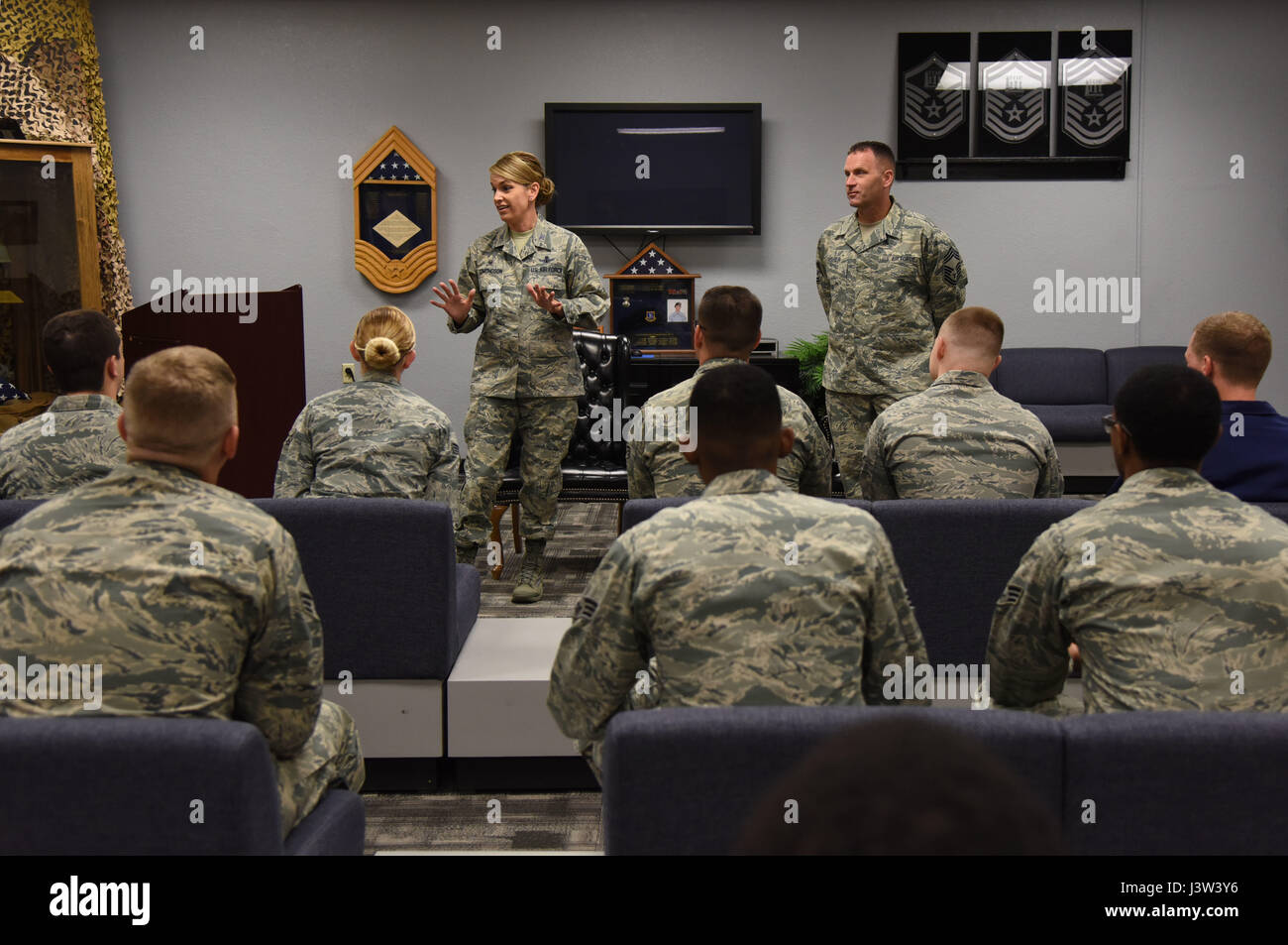 Col. Michele Edmondson, 81st Training Wing commander, briefs Airmen ...