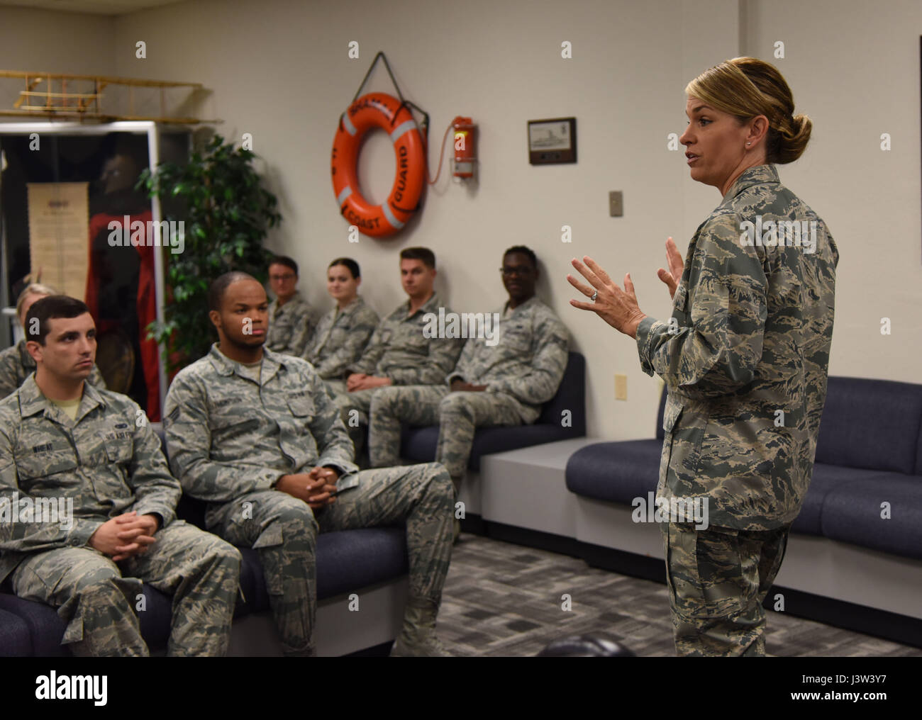 Col. Michele Edmondson, 81st Training Wing commander, briefs Airmen ...