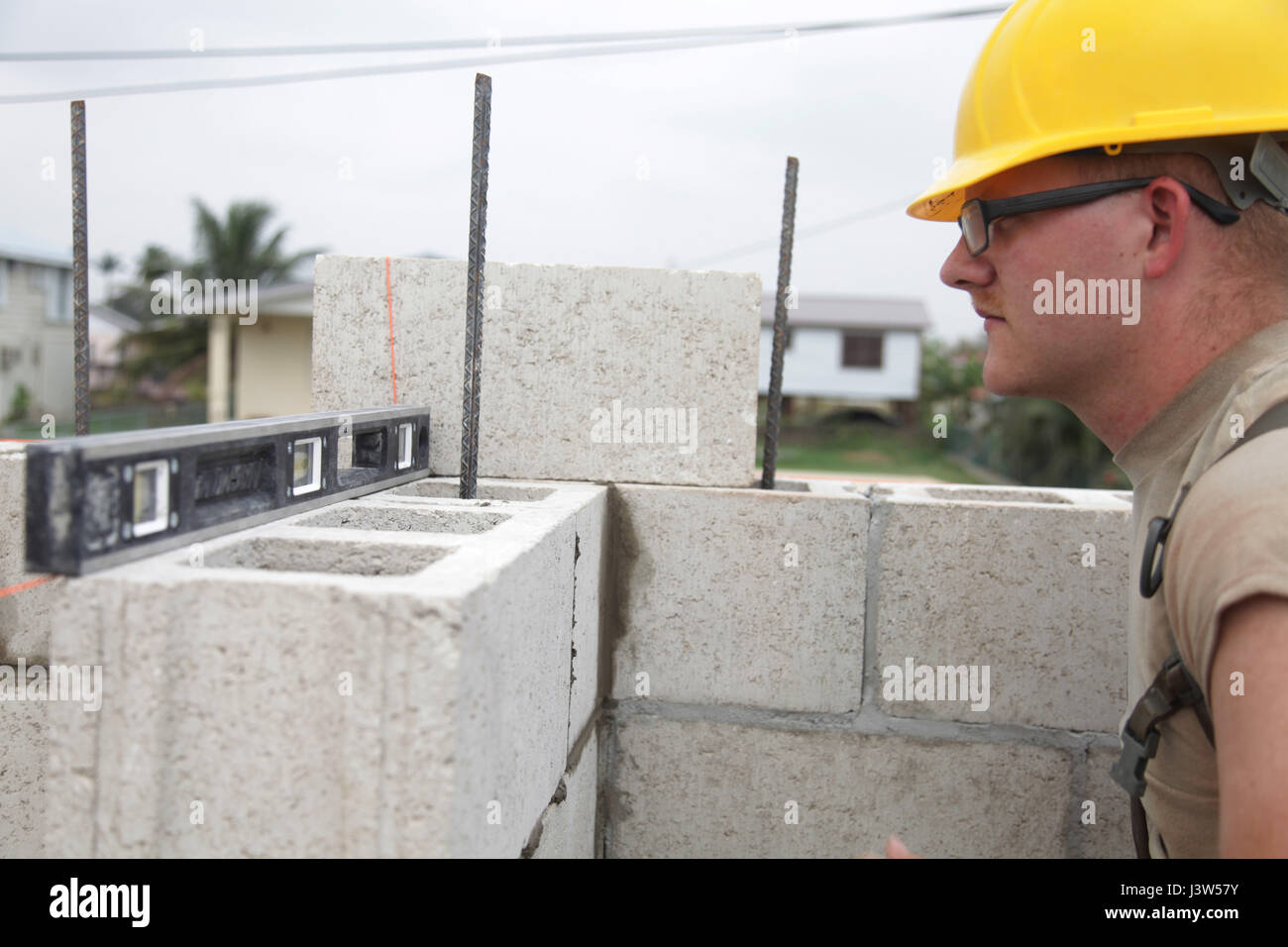 U.S. Army Spc. Jordan Bower, with the 372nd Engineer Company, verifies ...