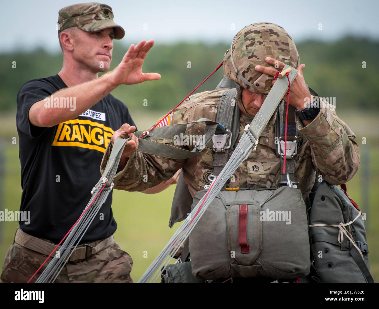 Soldiers demonstrate parachute techniques during the 6th Ranger ...