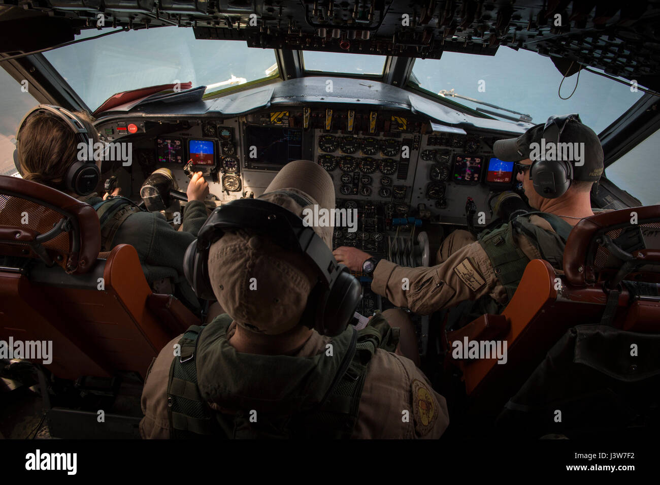 U.S. Navy aircrew assigned to Patrol Squadron FORTY-SIX (VP-46), fly a ...