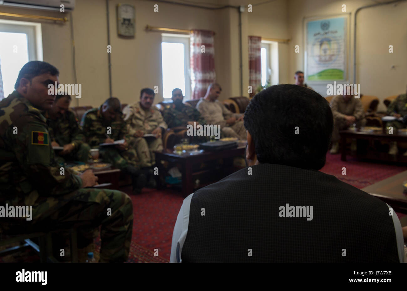 Governor Hayatullah Hayat, the governor of Helmand Province, speaks at ...