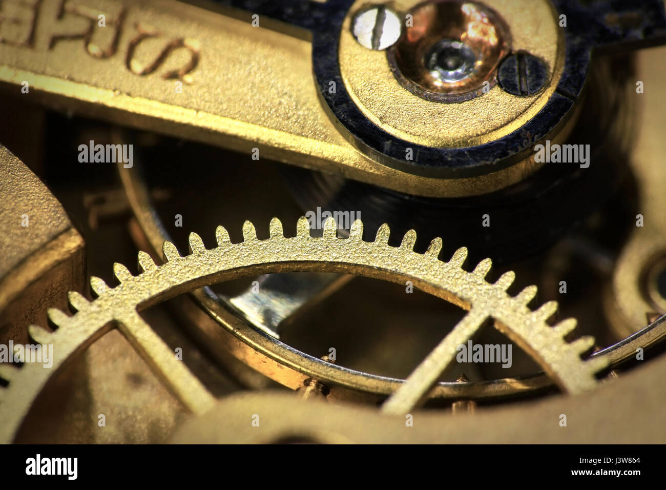 Old swiss made pocket watch inside mechanism close up Stock Photo - Alamy