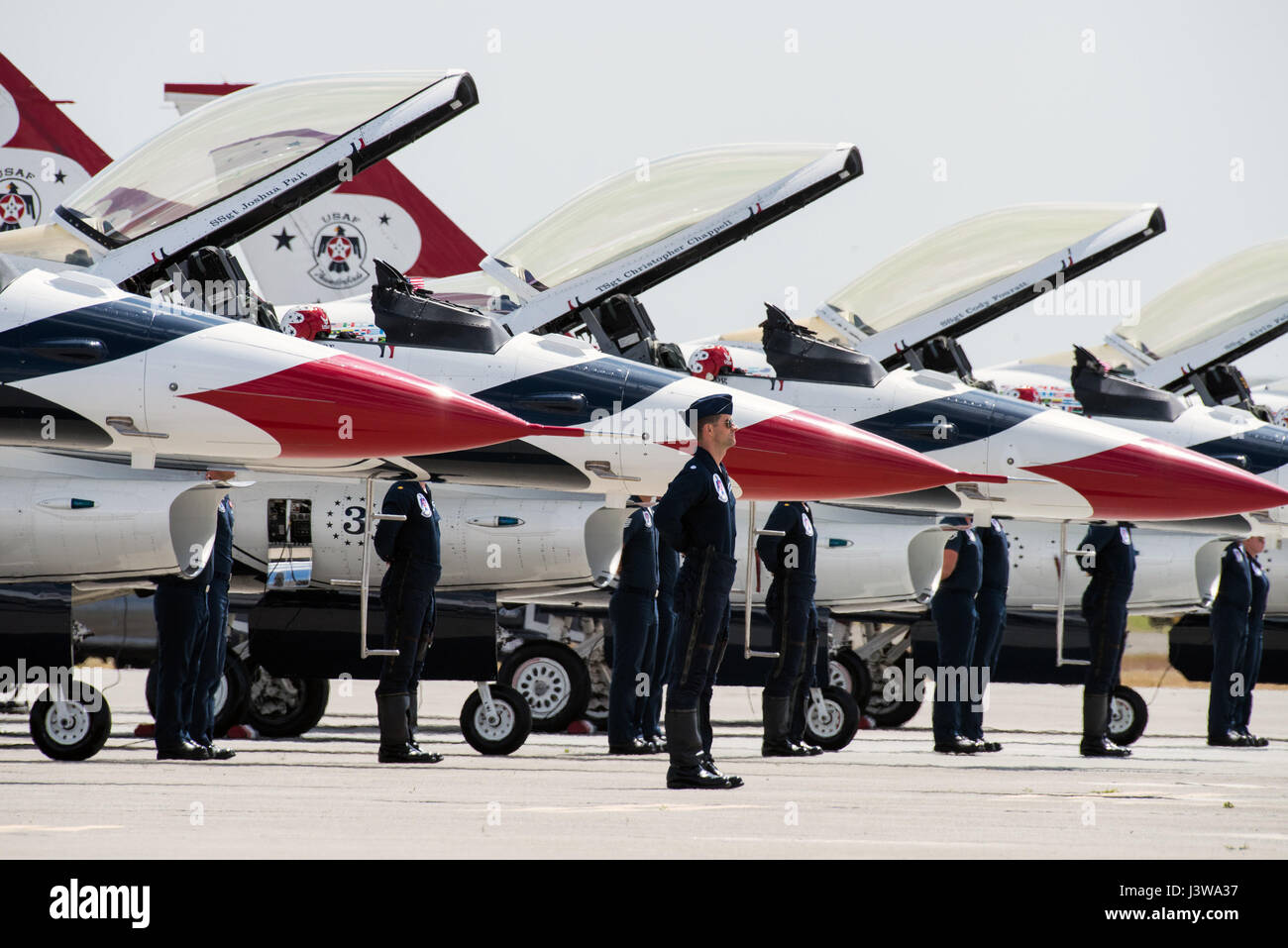 The United States Air Force Thunderbirds perform an aerial ...