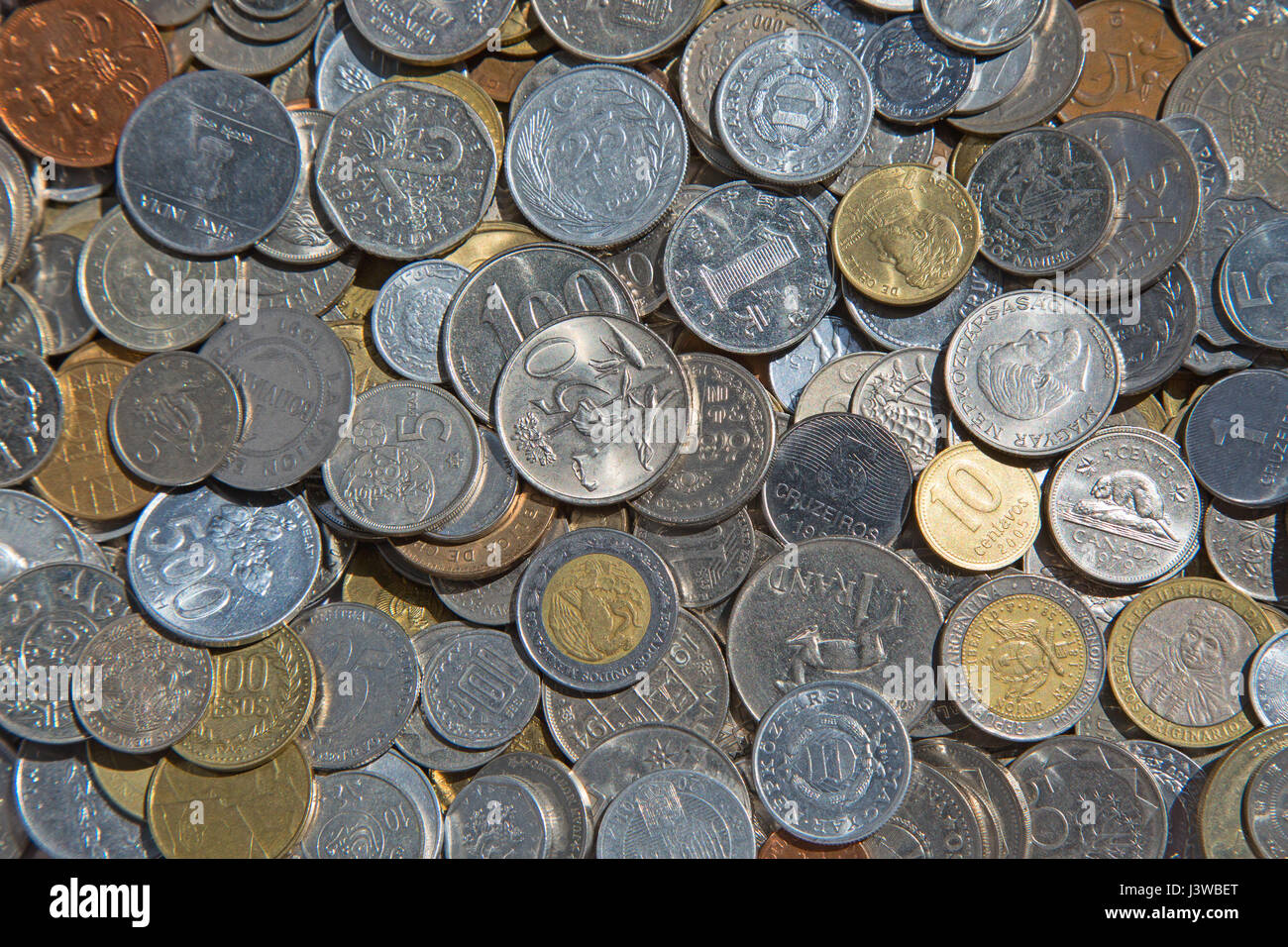 Collection of the old circulated coins Stock Photo - Alamy