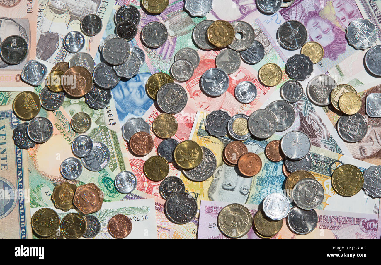 Collection of the old circulated coins Stock Photo - Alamy