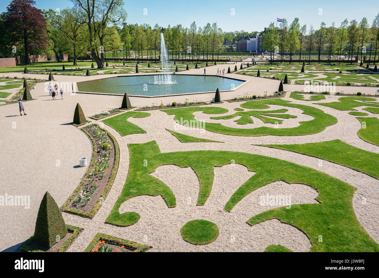 Dutch baroque garden of The Loo Palace , a former royal palace and now ...