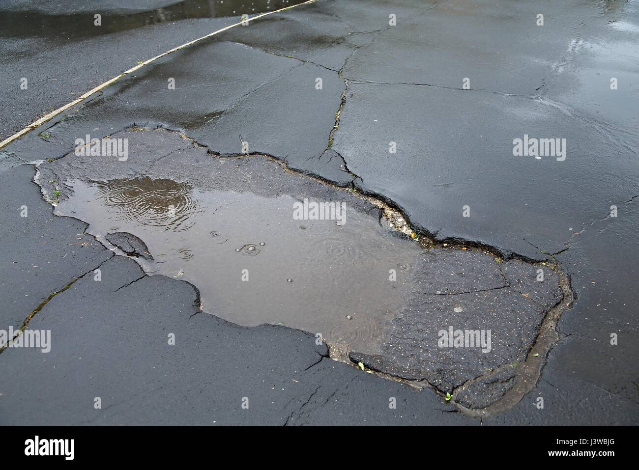 Very bad quality road with potholes Stock Photo - Alamy