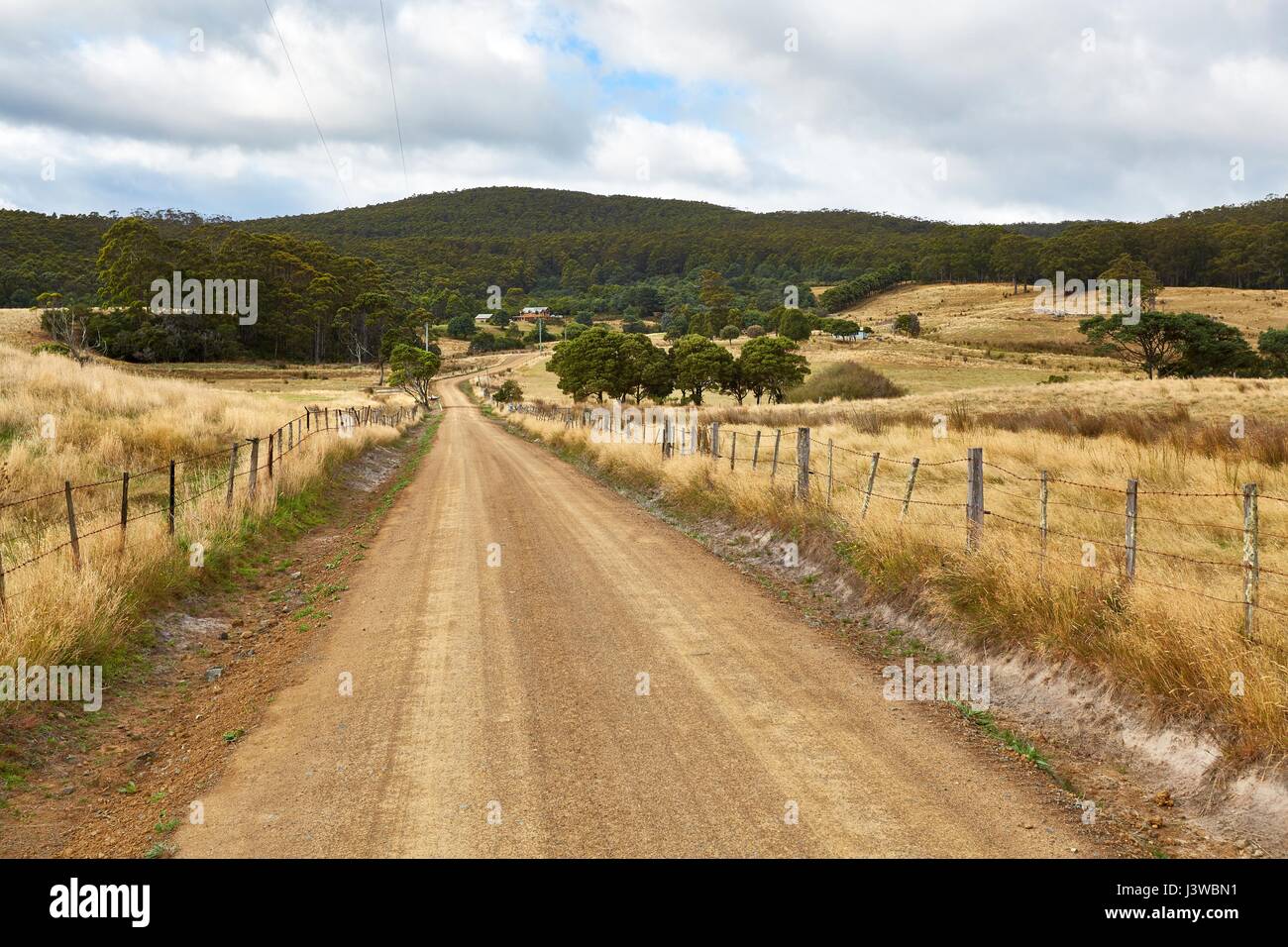 Framland with road in Tasmania, Australia Stock Photo - Alamy