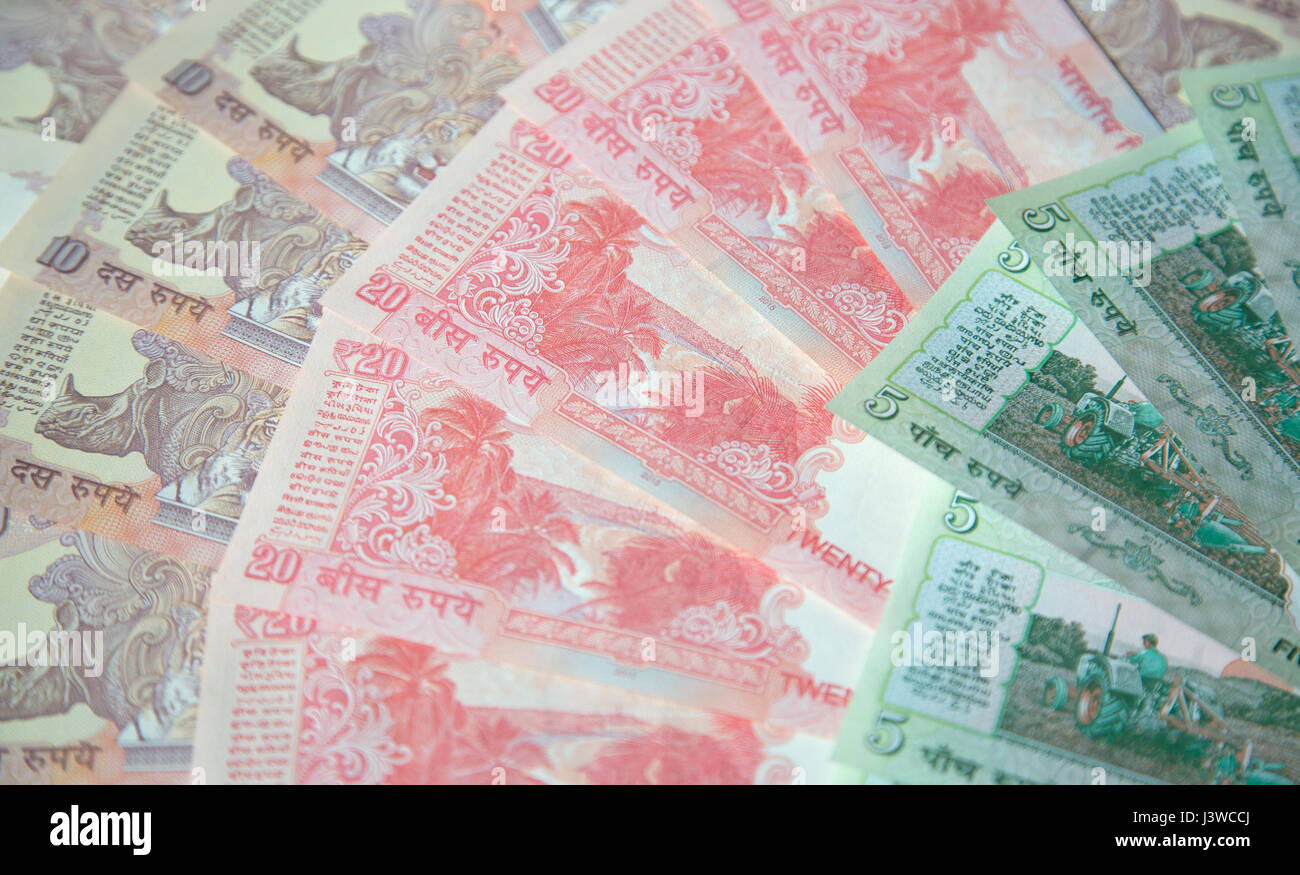 Collection of the Indian banknotes Stock Photo - Alamy