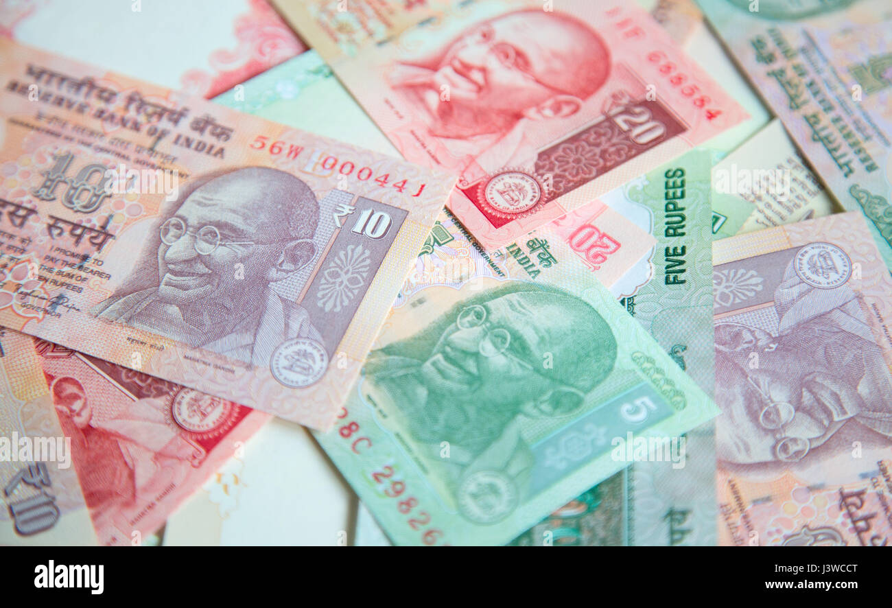 Collection of the Indian banknotes Stock Photo - Alamy