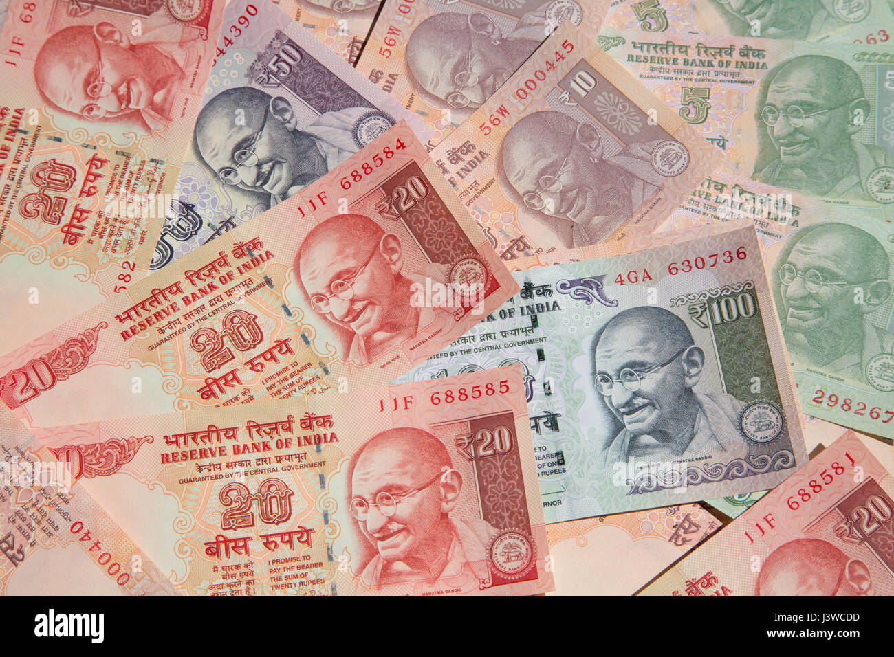 Collection of the Indian banknotes Stock Photo - Alamy