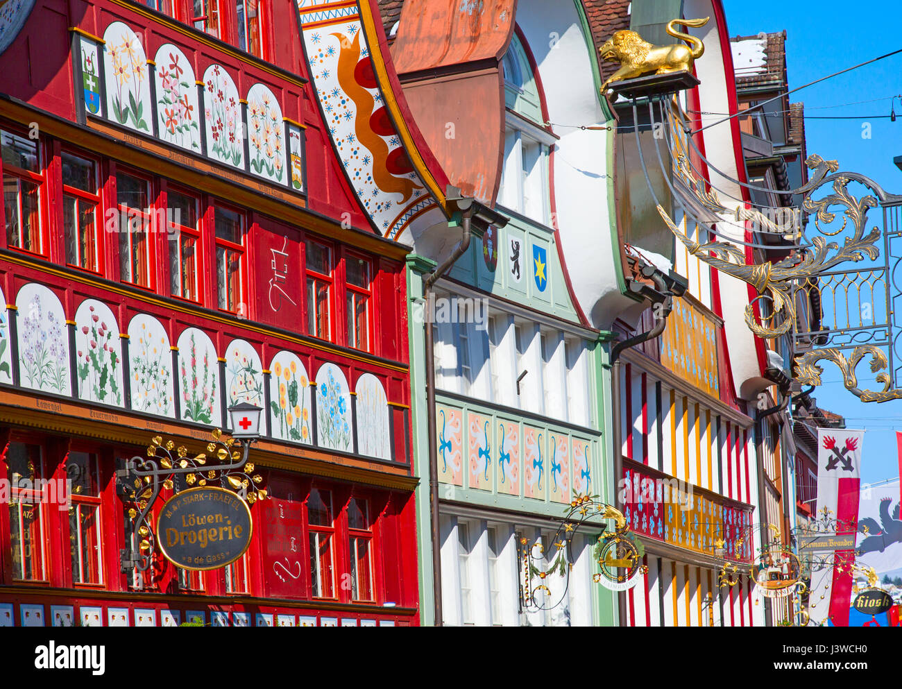 Decorated historical centre of the Appenzell city Stock Photo - Alamy