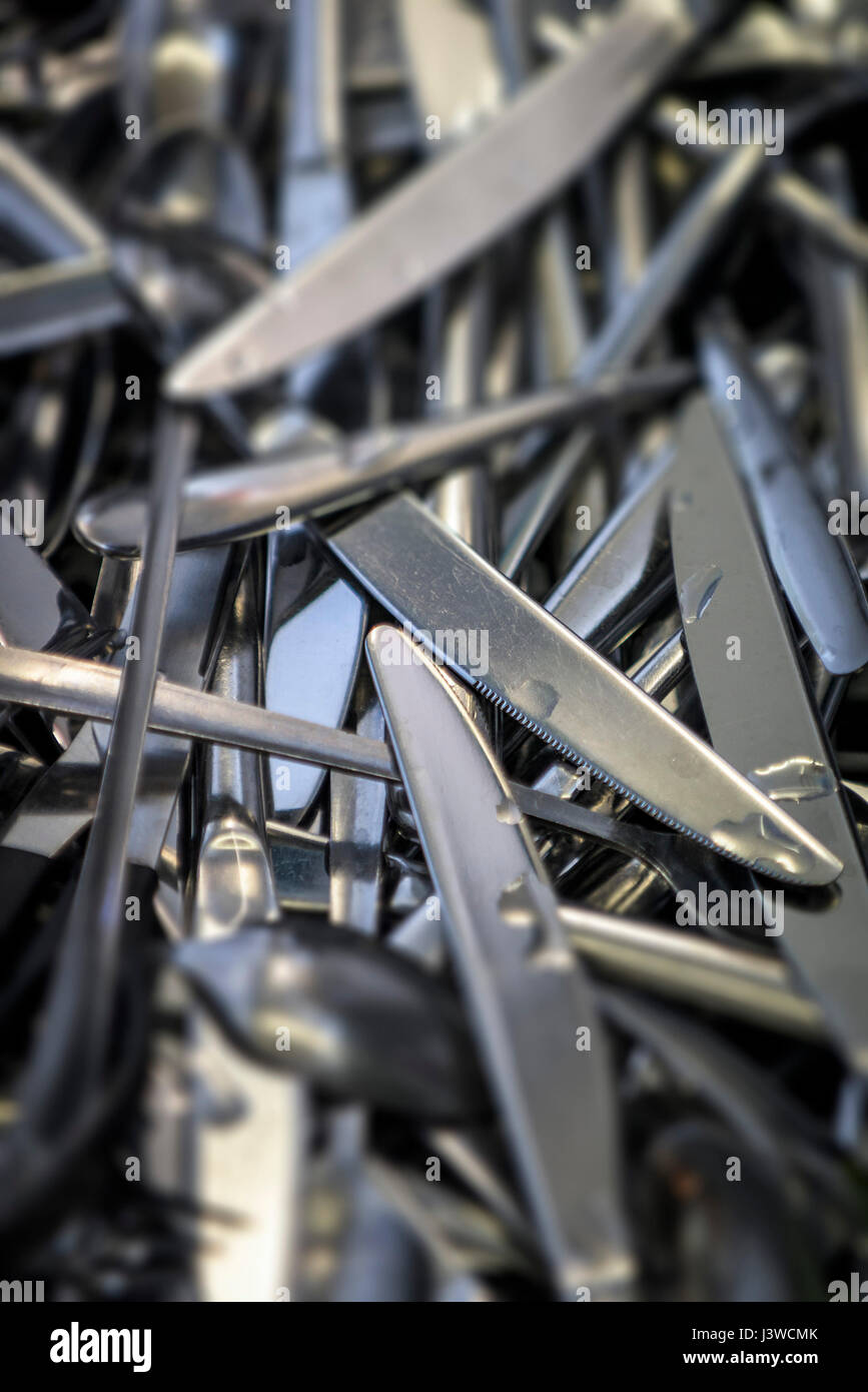 Cutlery Utensils Knives Forks Cleaned Washed Stock Photo - Alamy
