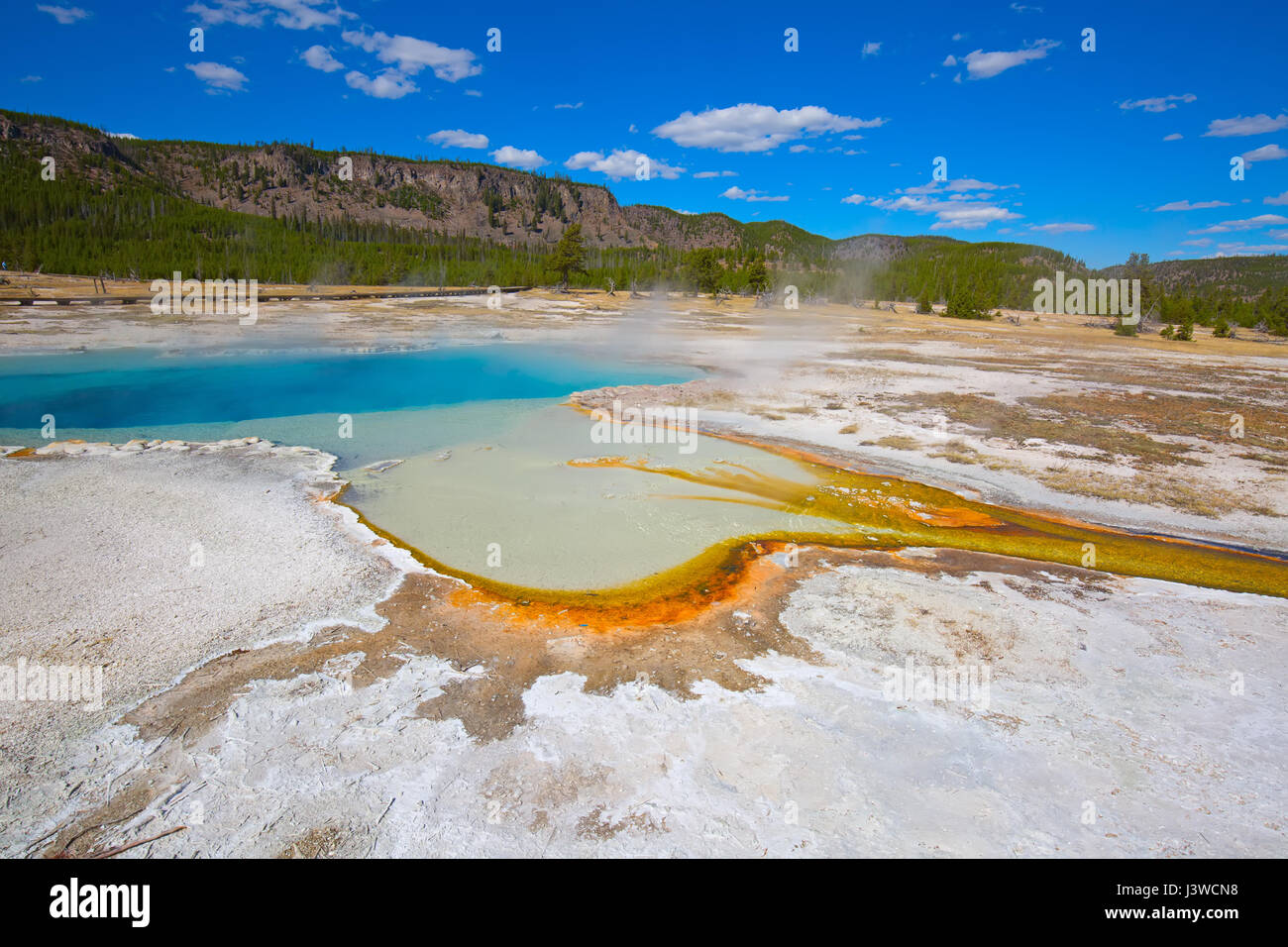 Colorful hot water pool in the Yellowstone National park, USA Stock ...