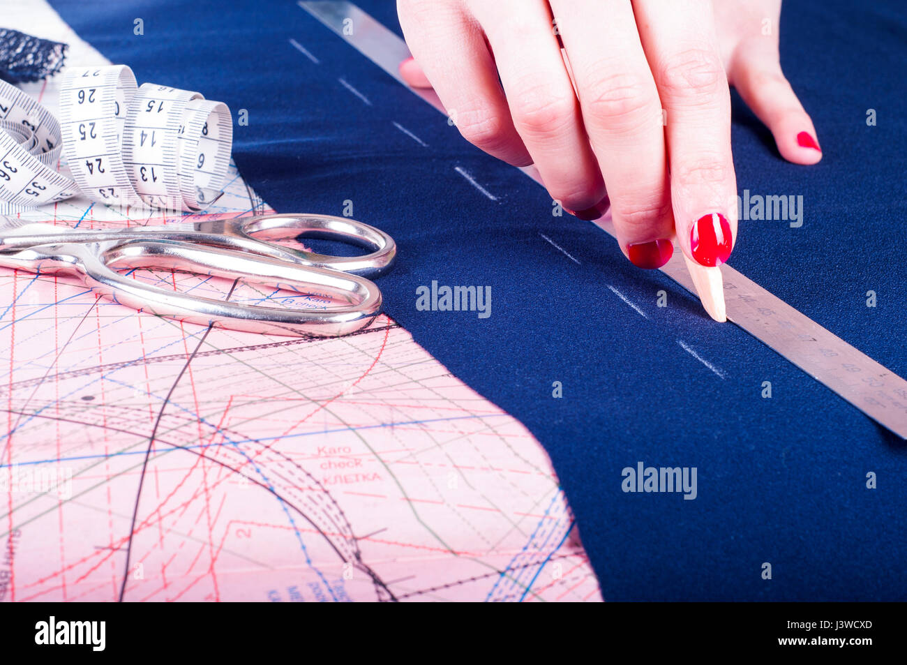 Fashion designer hands dress measure hi-res stock photography and ...