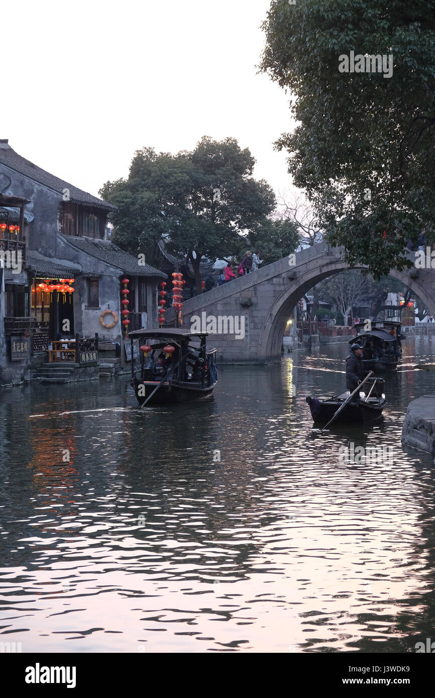 XITANG - FEBRUARY 20: The Chinese architecture and buildings lining the ...