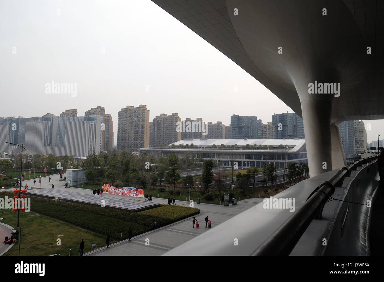 Cityscape and skyline of Hangzhou view from Hangzhou East railway ...