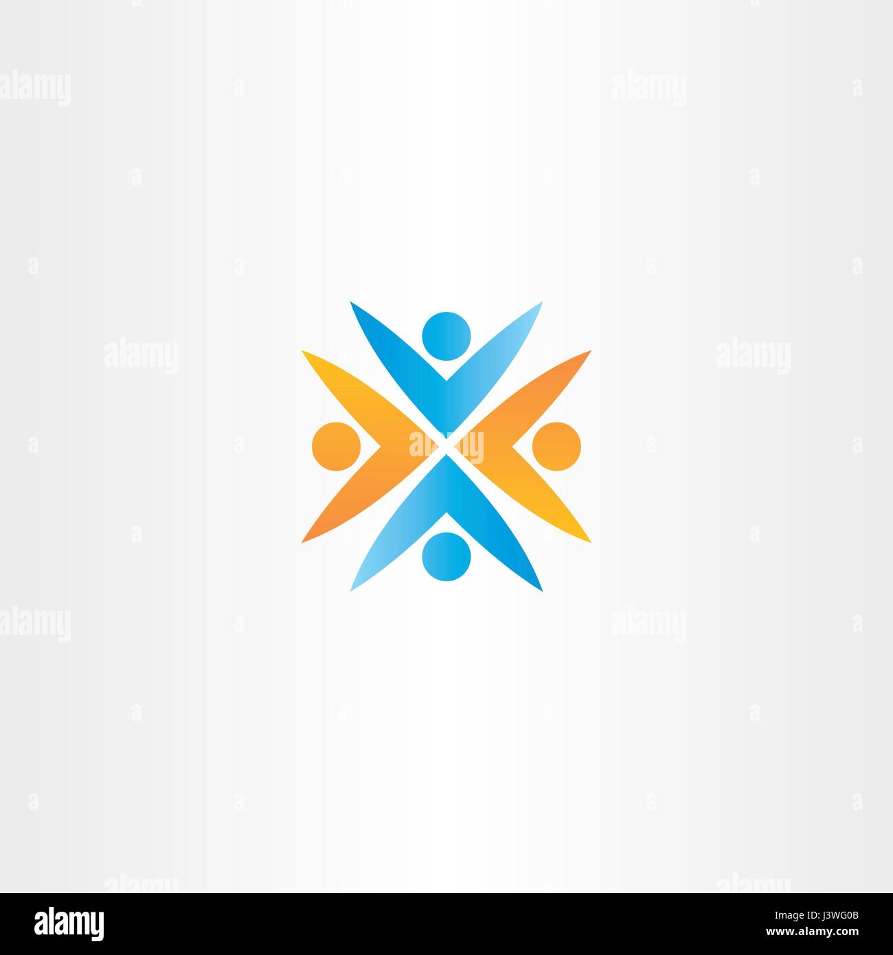 people teamwork orange blue vector logo sign company Stock Vector Image ...