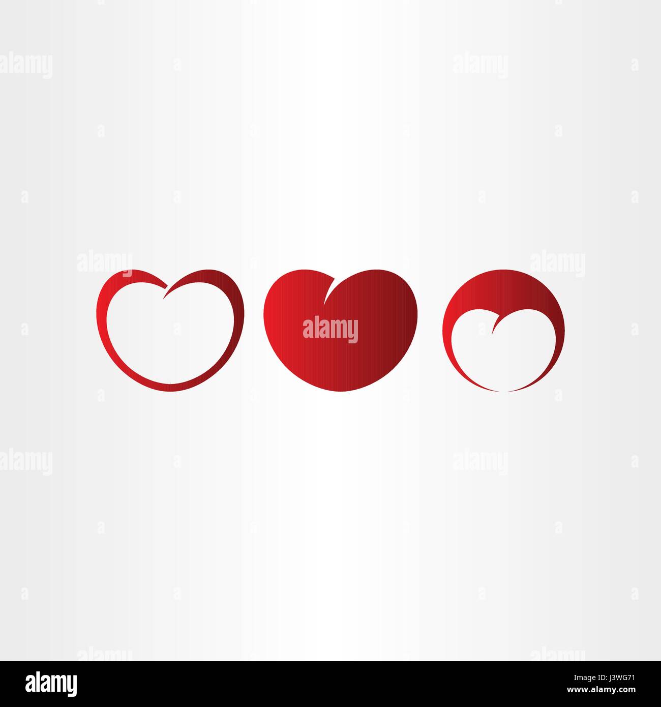 vector heart red love icon set collection design Stock Vector Image ...