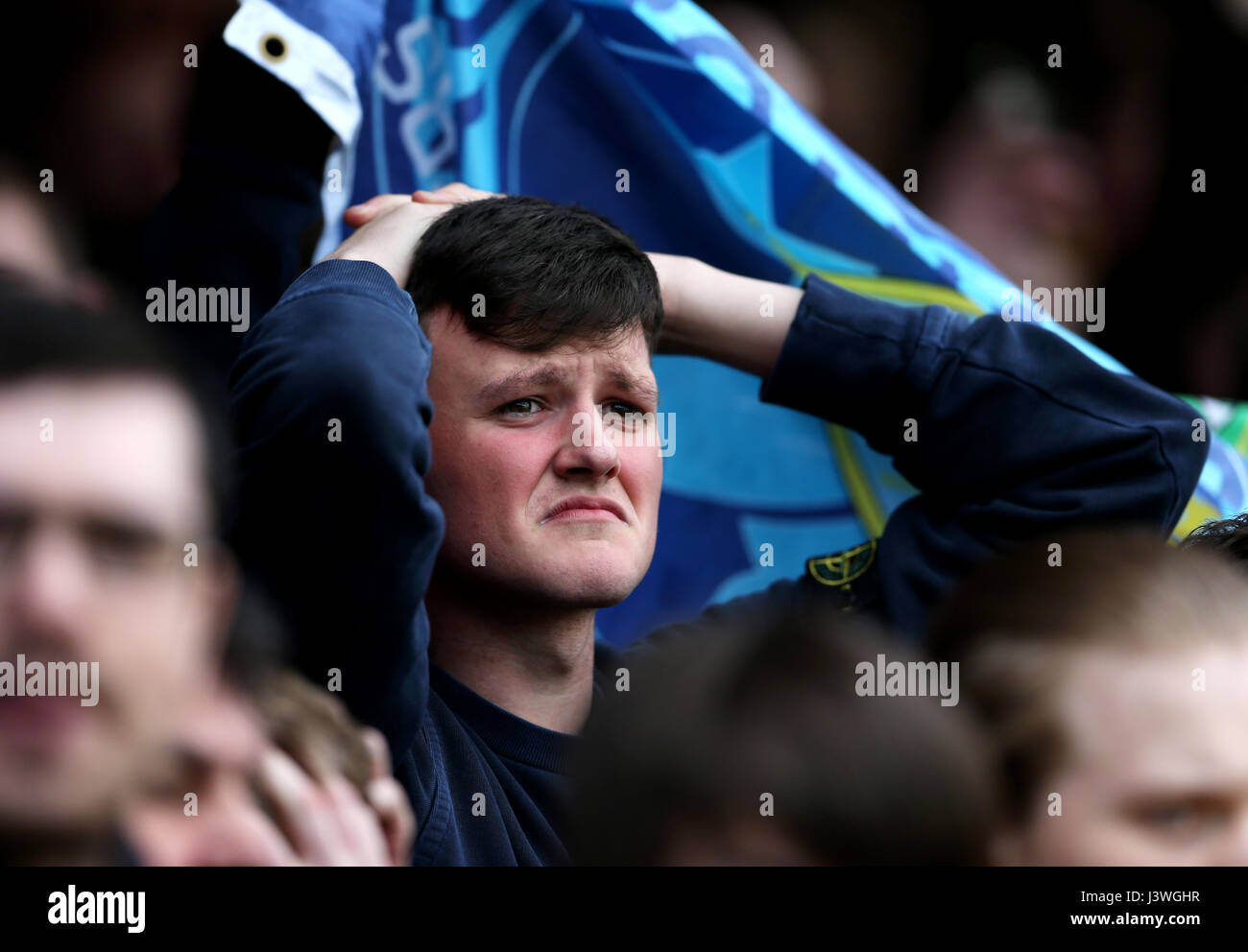 Blackburn Rovers fans look dejected after the final whistle during the ...