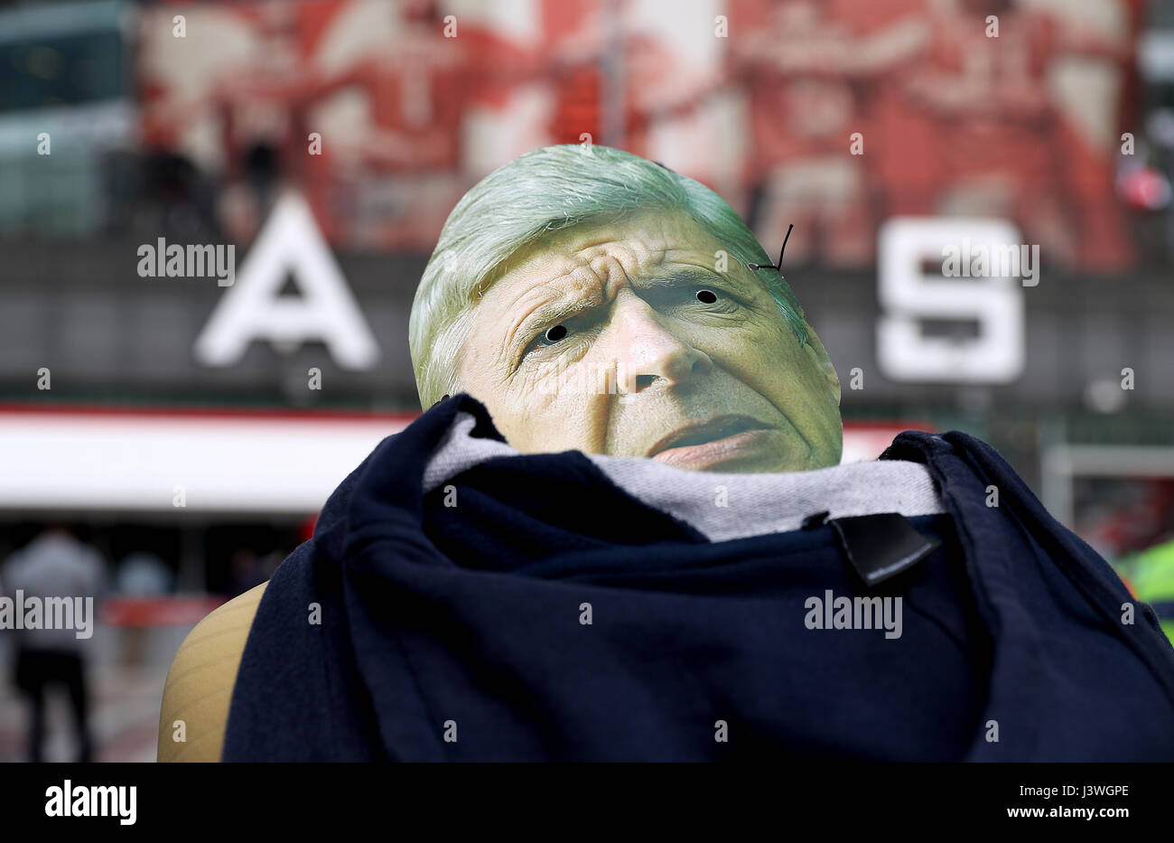 A mask of Arsene Wenger before the Premier League match at the Emirates ...