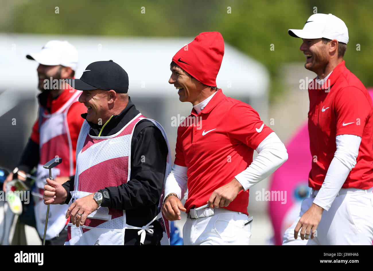 Denmark's Thorbjorn Olesen and Lucas Bjerregaard celebrates winning his ...