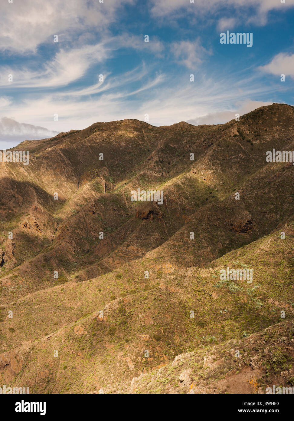 The deeply eroded volcanic landscape of the Teno Massif in western ...